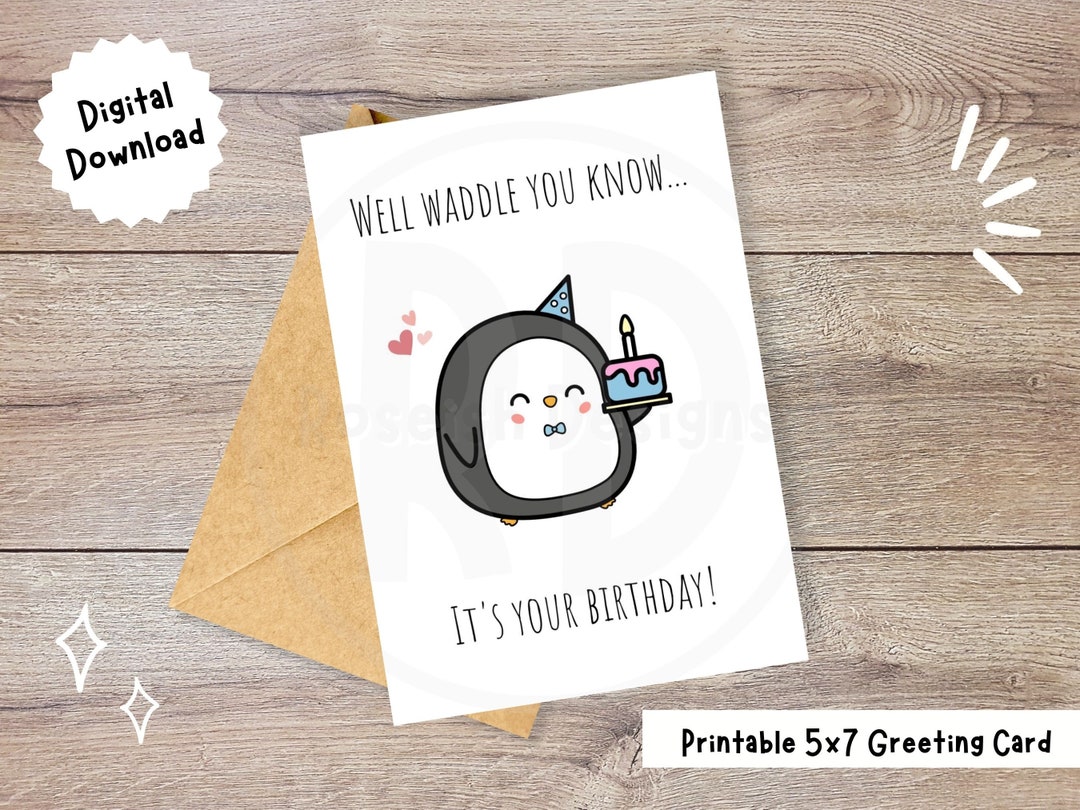 Cute Printable Birthday Card, Instant Download, Print at Home, Punny ...