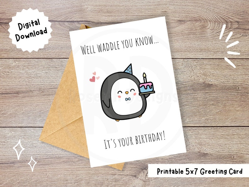 Cute Printable Birthday Card, Instant Download, Print at Home, Punny ...