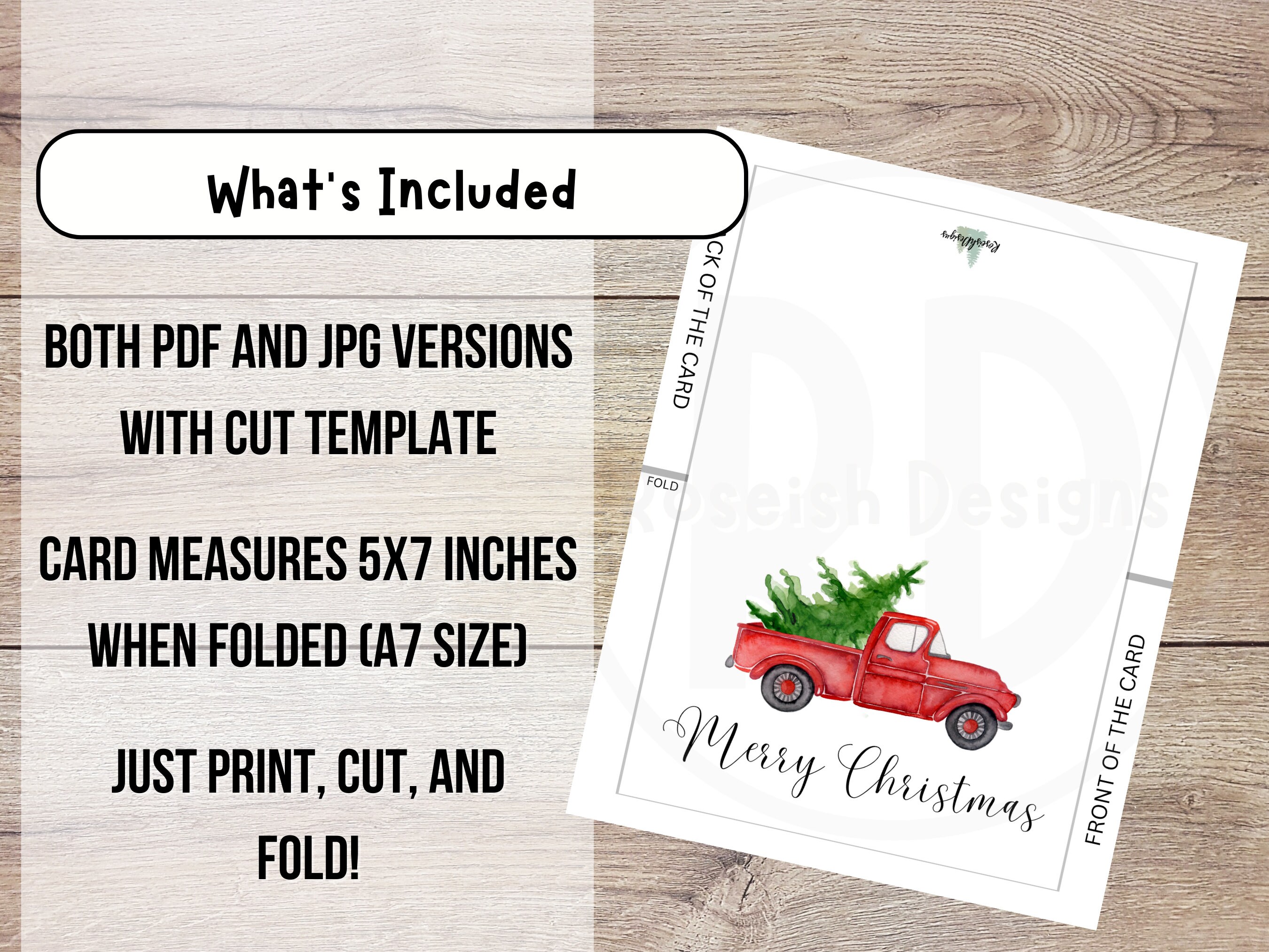Printable Christmas Card, Christmas Truck, Instant Download, Blank ...