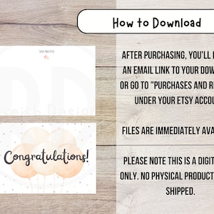 Printable Congratulations Card, Digital Download, Congrats, Baby Shower ...