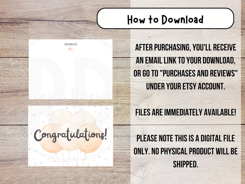 Printable Congratulations Card, Digital Download, Congrats, Baby Shower ...