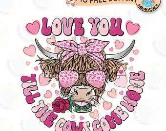 Heifer Valentine Png, Highland Cow Valentine Png, Valentine Day Western ...