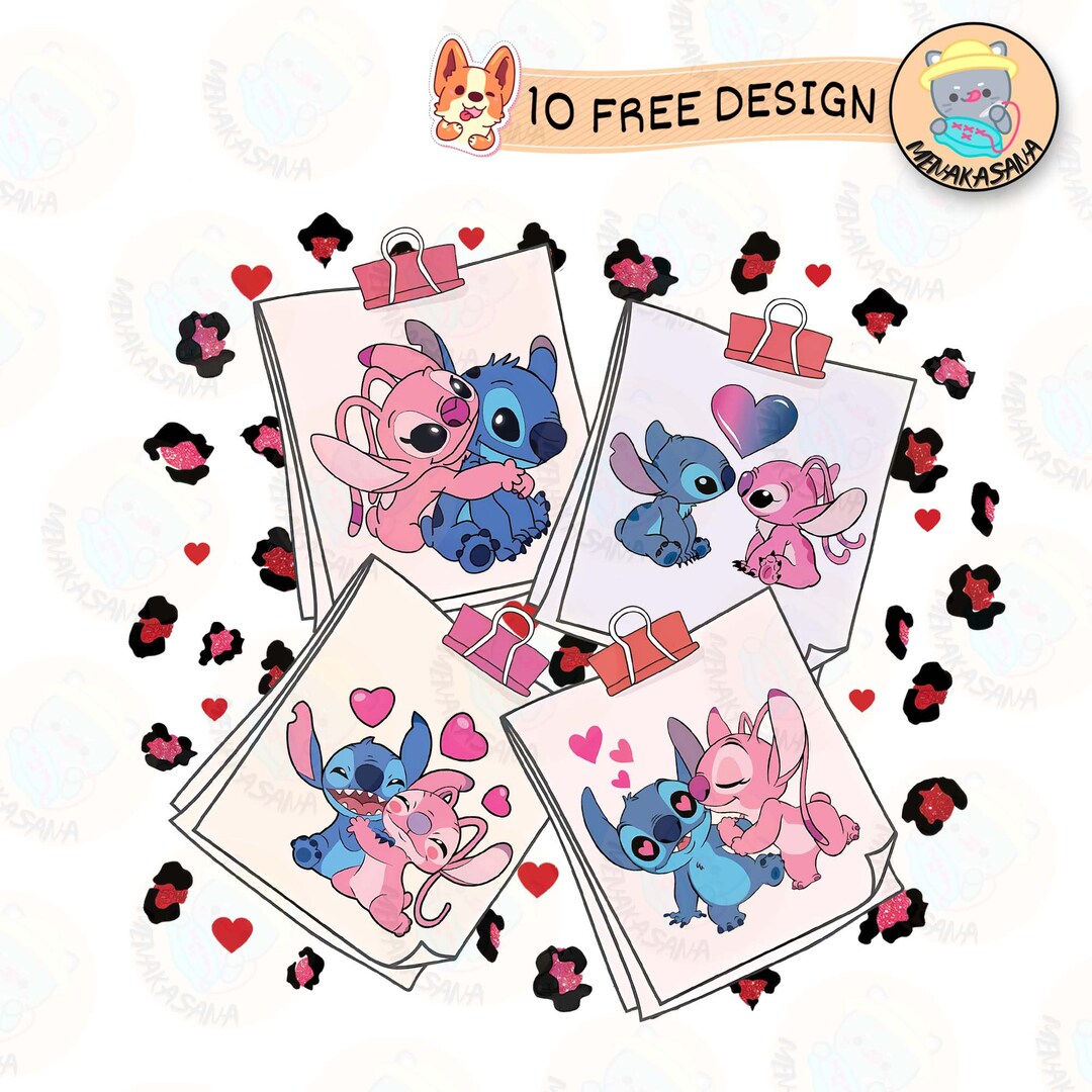 Valentine Cartoon Movie PNG, Stitch Sublimation Design, Valentine's Day ...