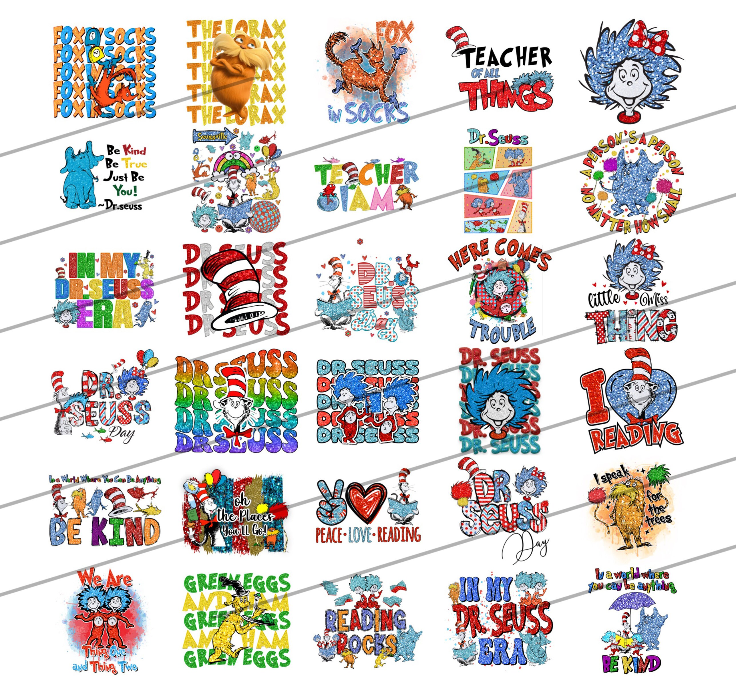40 Dr. Seuss PNG Bundle, Dr. Seuss Day, Sublimation Print, Dr. Seuss ...