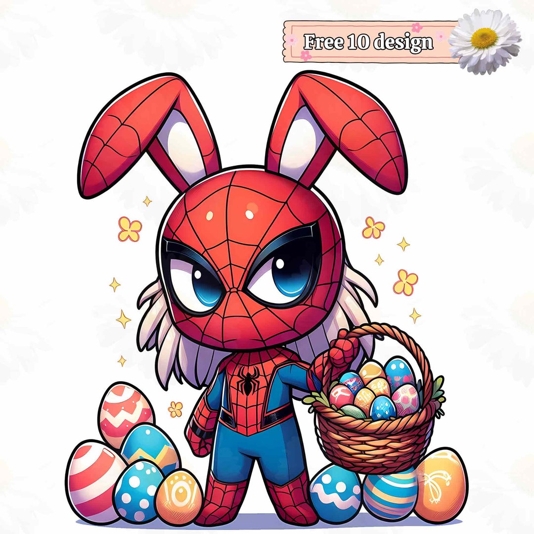 Chibi Superhero Easter Cartoon PNG, Superhero Movie Character Bunny Png, Superhero Easter Day ...