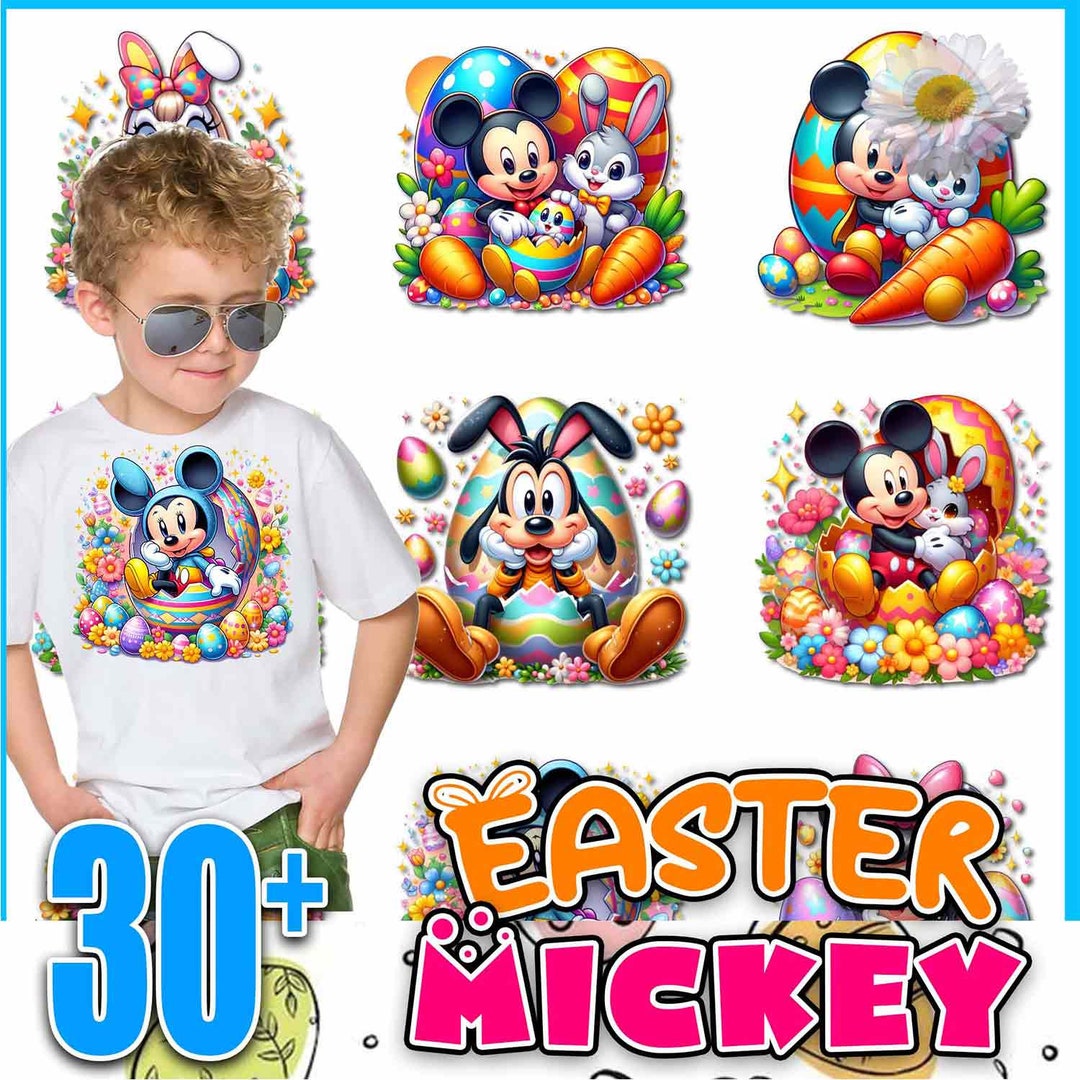 30 Easter Cartoon Mickey Mouse PNG Bundle, Happy Easter Day Png, Funny ...