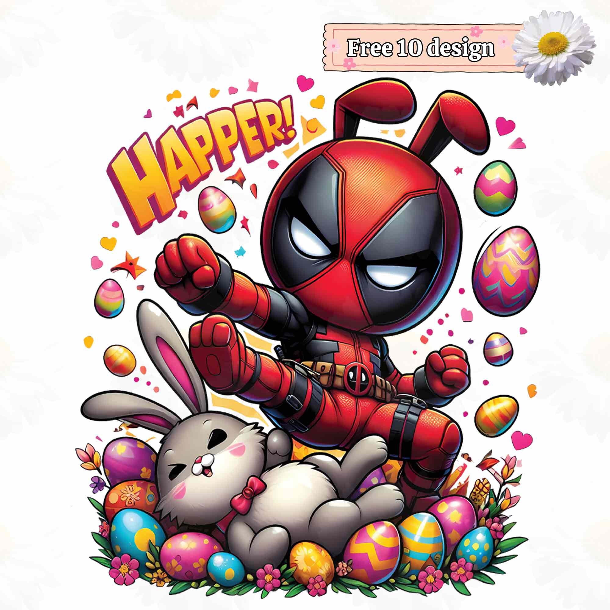 Chibi Superhero Easter Cartoon PNG, Superhero Movie Character Bunny Png ...