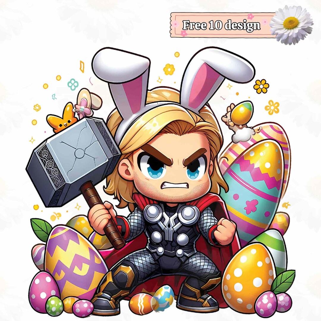 Chibi Superhero Easter Cartoon PNG, Happy Easter Day Png, Funny Easter ...