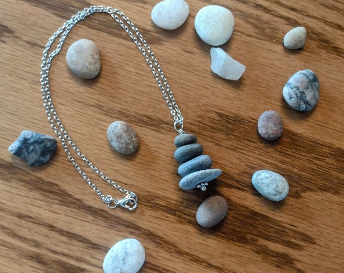 Cairn Necklace #1 Made With Lake Ontario Stones on 18" Stainless Steel ...