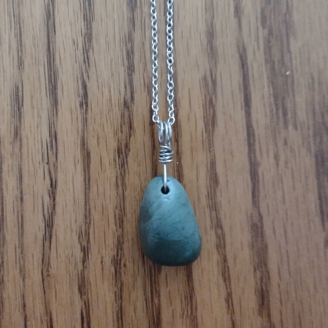 E117- Lake Erie Slag Stone on 18" Stainless Chain Made From Stones ...