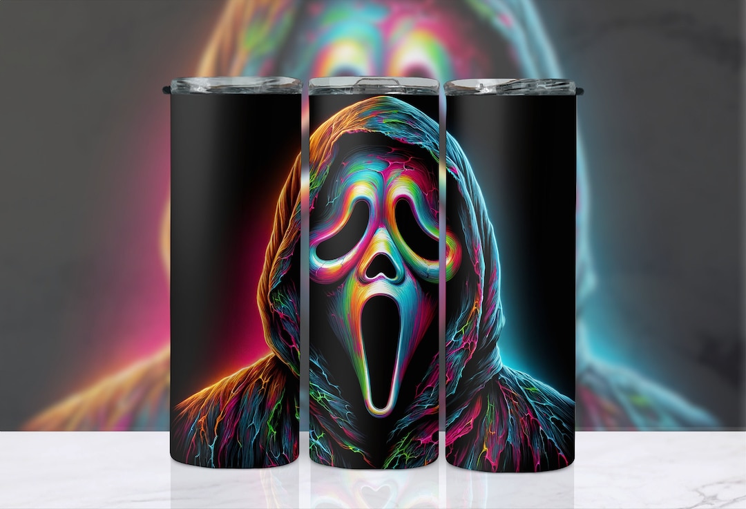 Ghostface From Scream, Halloween Style Animated Portrait 20 Oz Skinny ...