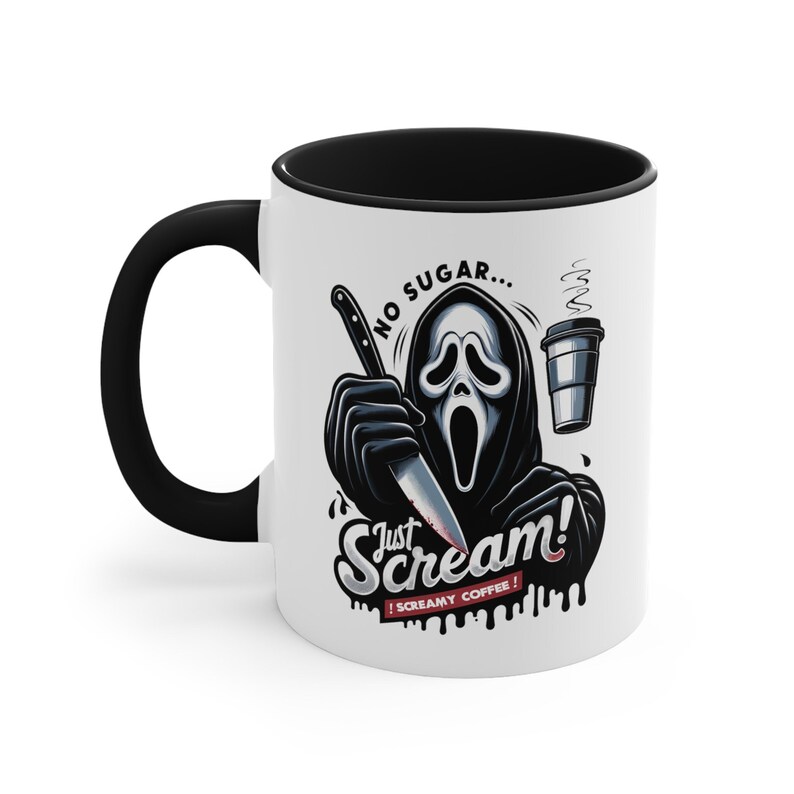 Ghost Face Horror Coffee Mug, Scream Movie Parody, 11oz C-handle Mug ...