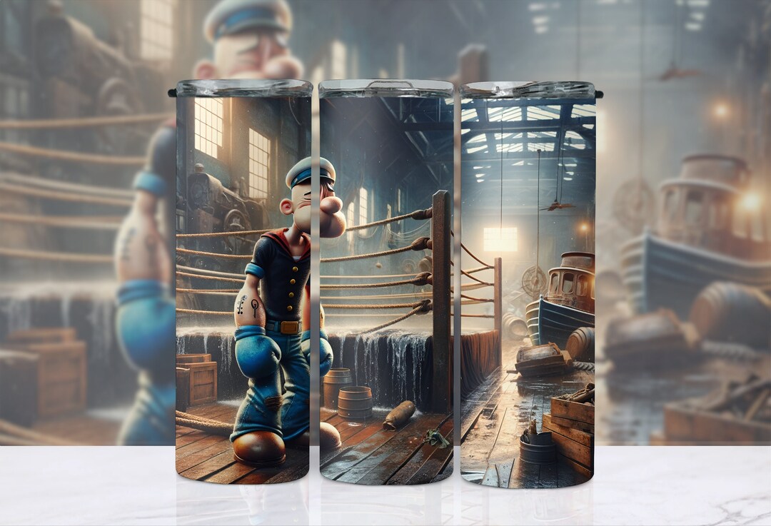 Popeye the Sailor Man Boxing Scene Vintage Cinematic Portrait 20 Oz ...