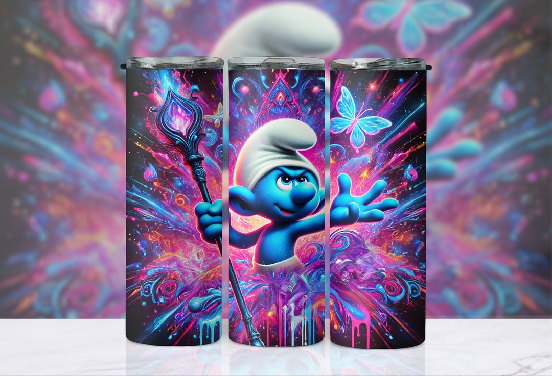The Smurfs Fantasy Art 20oz Skinny Tumbler Wrap, Neon Colored Art ...