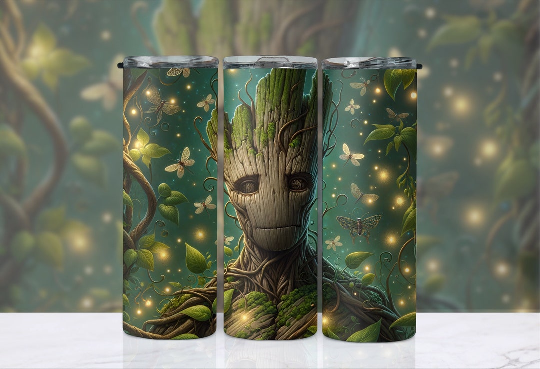 Groot Whimsical Illustration 20oz Skinny Tumbler Wrap, Marvel ...