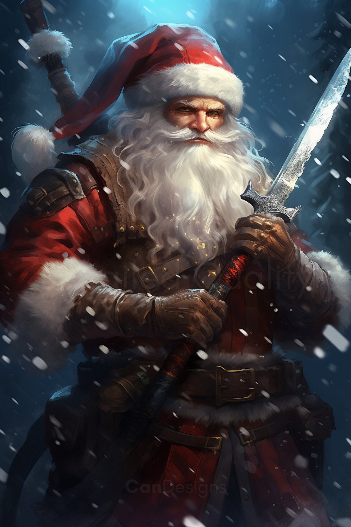 Chirstmas Santa Warrior Medieval Christmas Santa Digital Download ...
