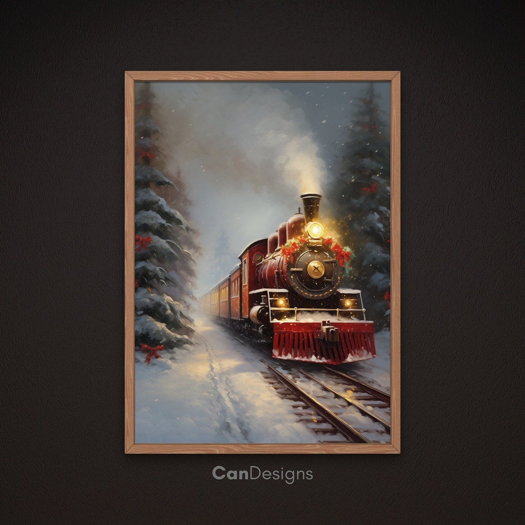 Winter Christmas Train Print, Printable Home Decor ,christmas Winter ...