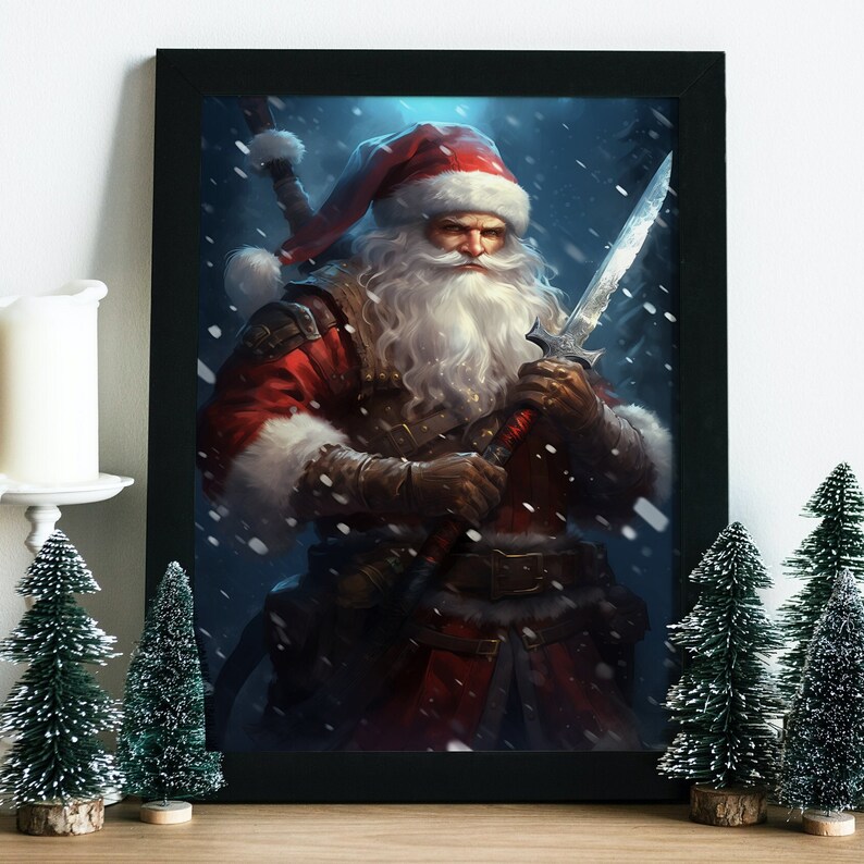 Chirstmas Santa Warrior Medieval Christmas Santa Digital Download ...