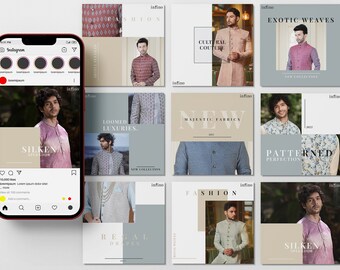 Minimalist Instagram Grid Canva Template Of 18 Post Images Modern