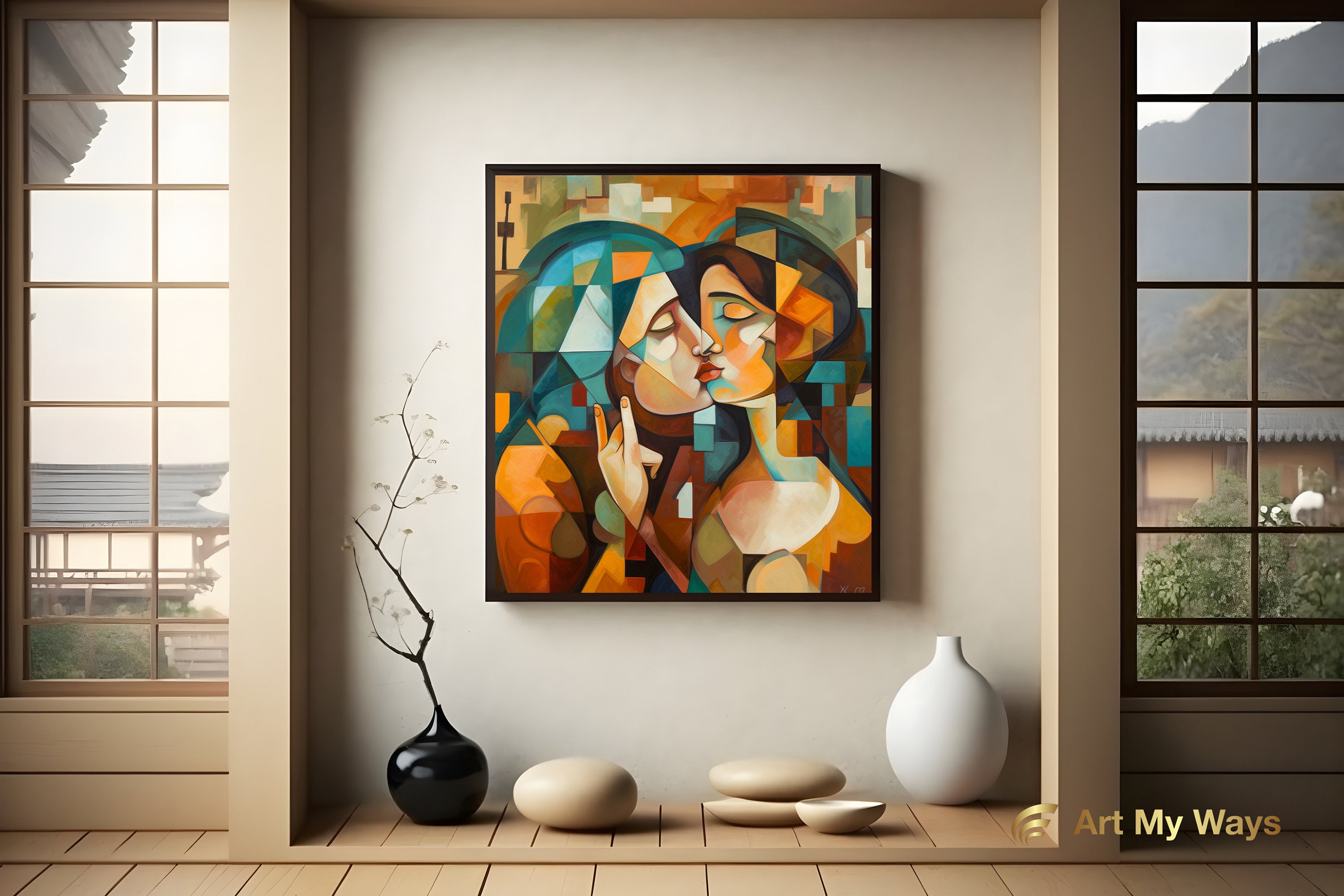 Abstract Painting the Kiss Original Digital Art Soft and - Etsy