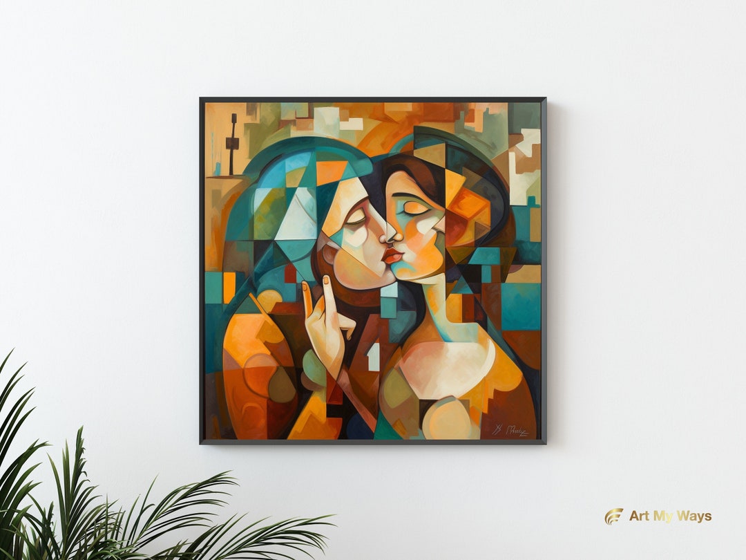 Abstract Painting the Kiss Original Digital Art Soft and - Etsy