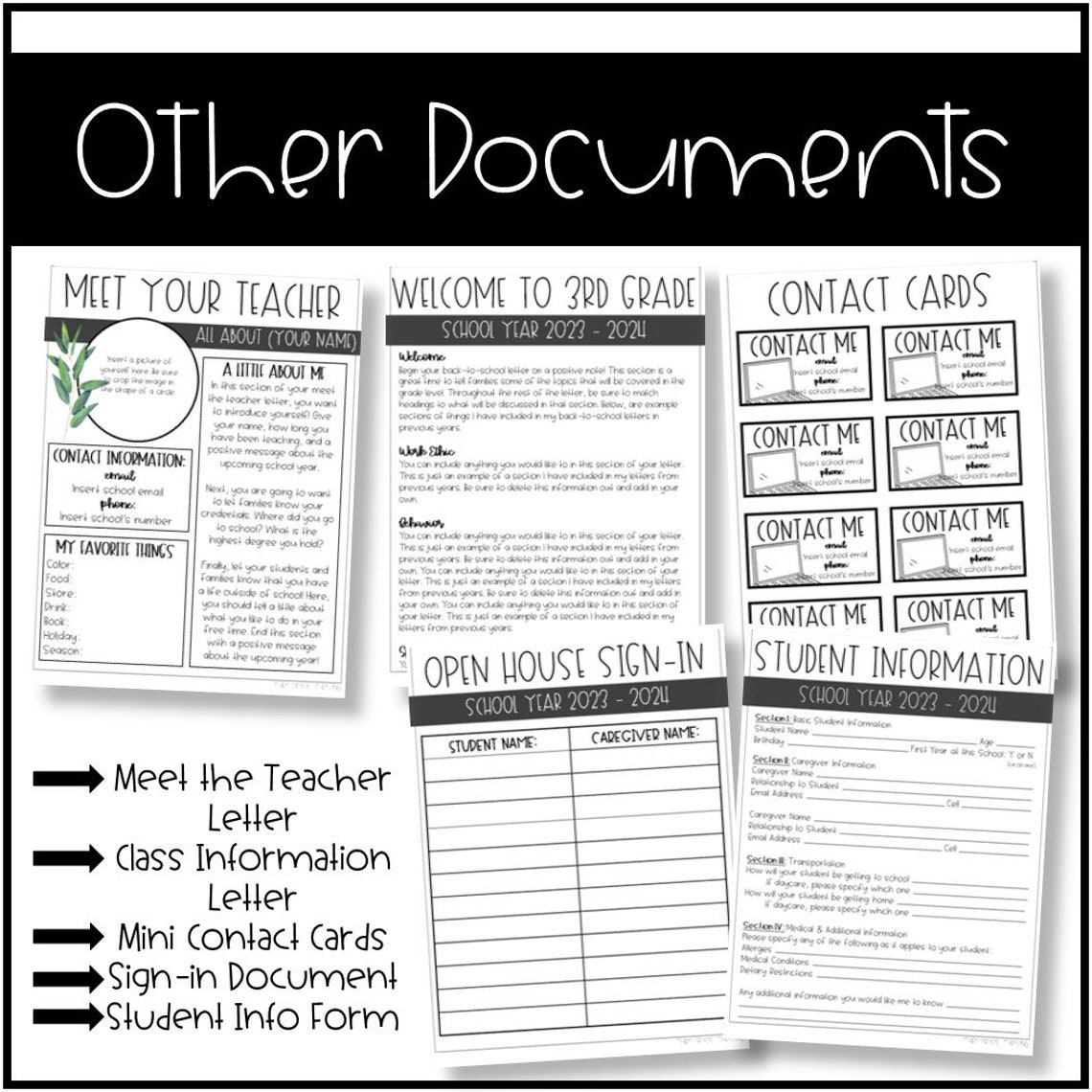 Black and White Open House Bundle | Editable | Meet the Teacher Night ...