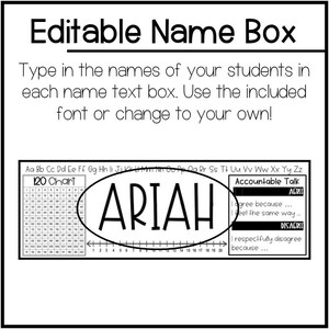 Black and White Student Name Plates | Editable | Name Tags - Etsy