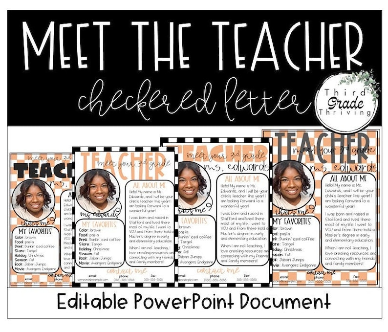 Checkered Meet the Teacher Letter - Etsy