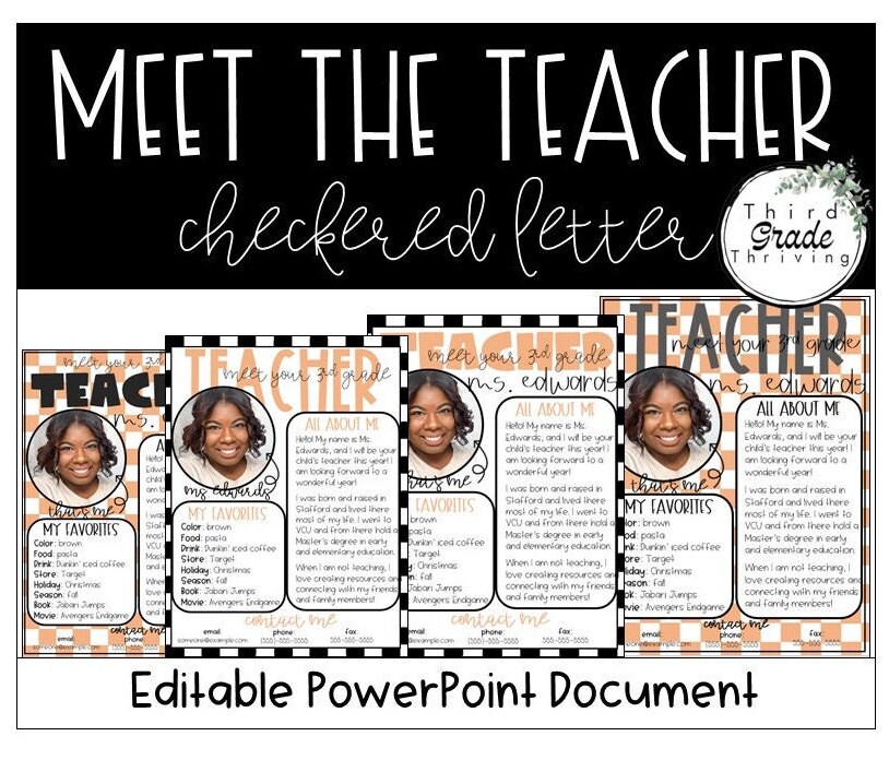 Checkered Meet the Teacher Letter - Etsy