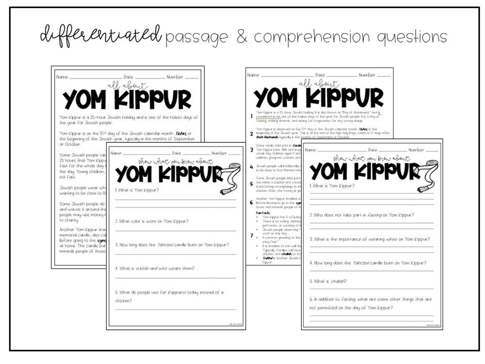 Yom Kippur Mini Lesson - Etsy