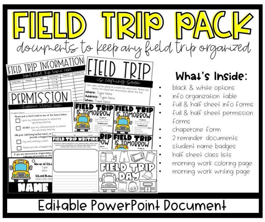 Field Trip Forms Permission Forms Chaperone Forms - Etsy