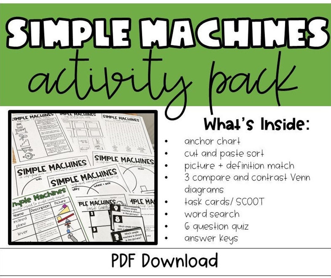 Simple Machines Activities | Worksheets | Task Cards | Anchor Chart - Etsy