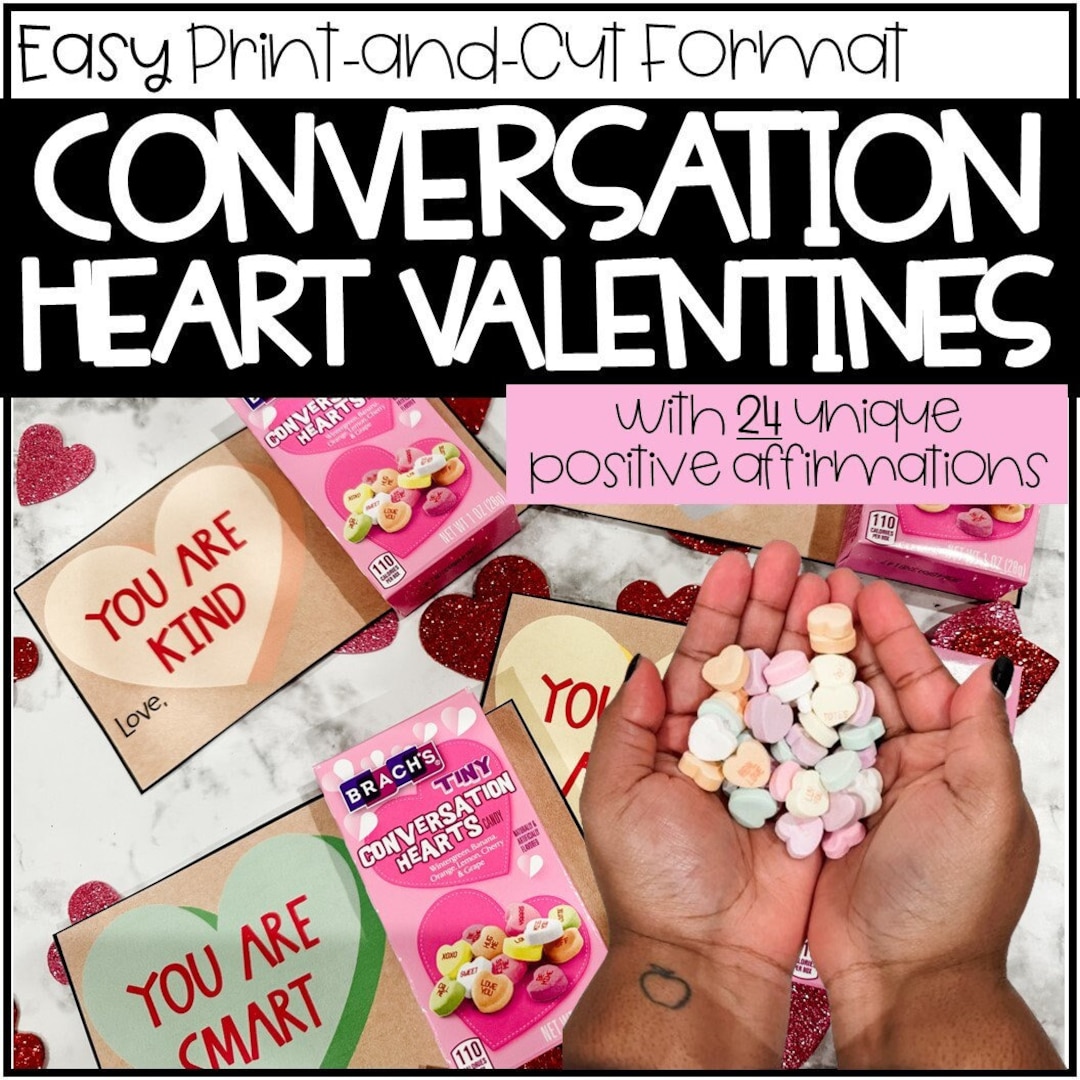 Conversation Heart Valentines | Valentine's Day Tags | Positive ...