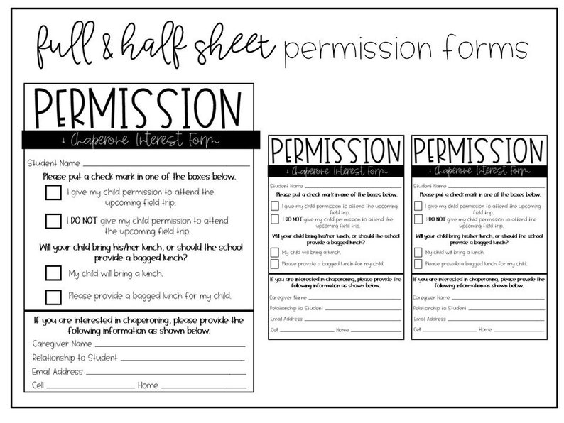 Field Trip Forms Permission Forms Chaperone Forms - Etsy