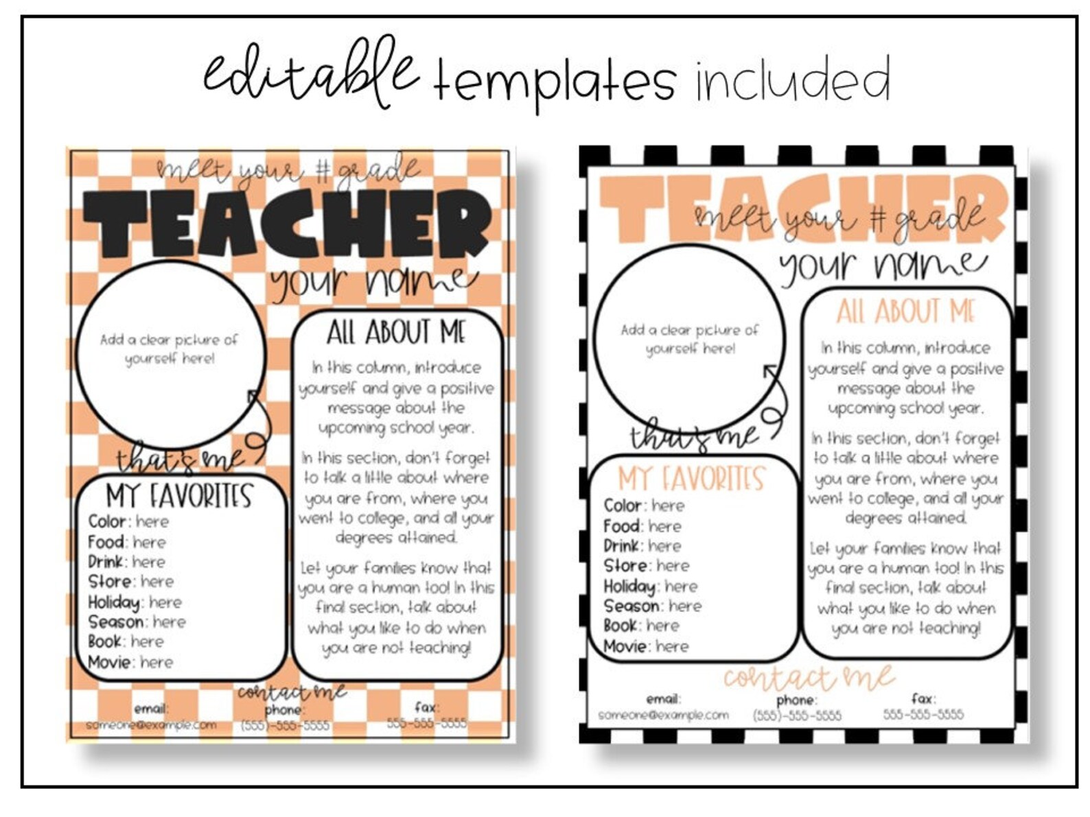 Checkered Meet the Teacher Letter - Etsy