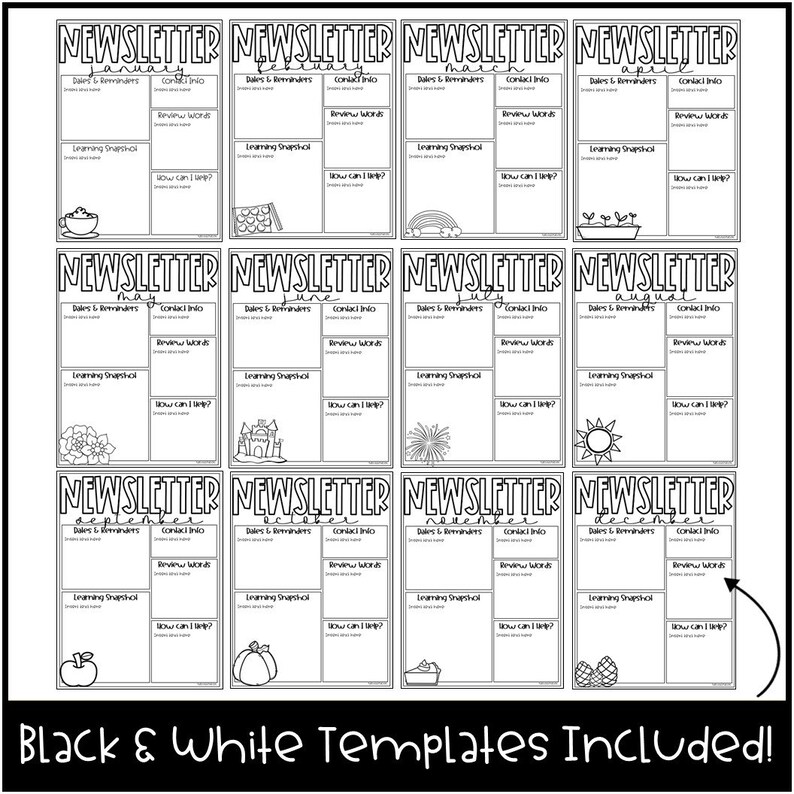Classroom Newsletters | Editable Monthly Newsletters | Color and Black ...