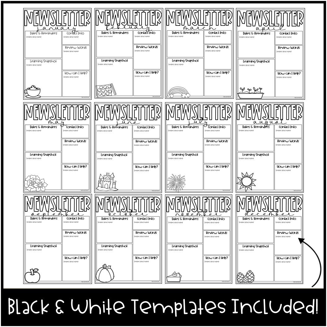 Classroom Newsletters | Editable Monthly Newsletters | Color and Black ...