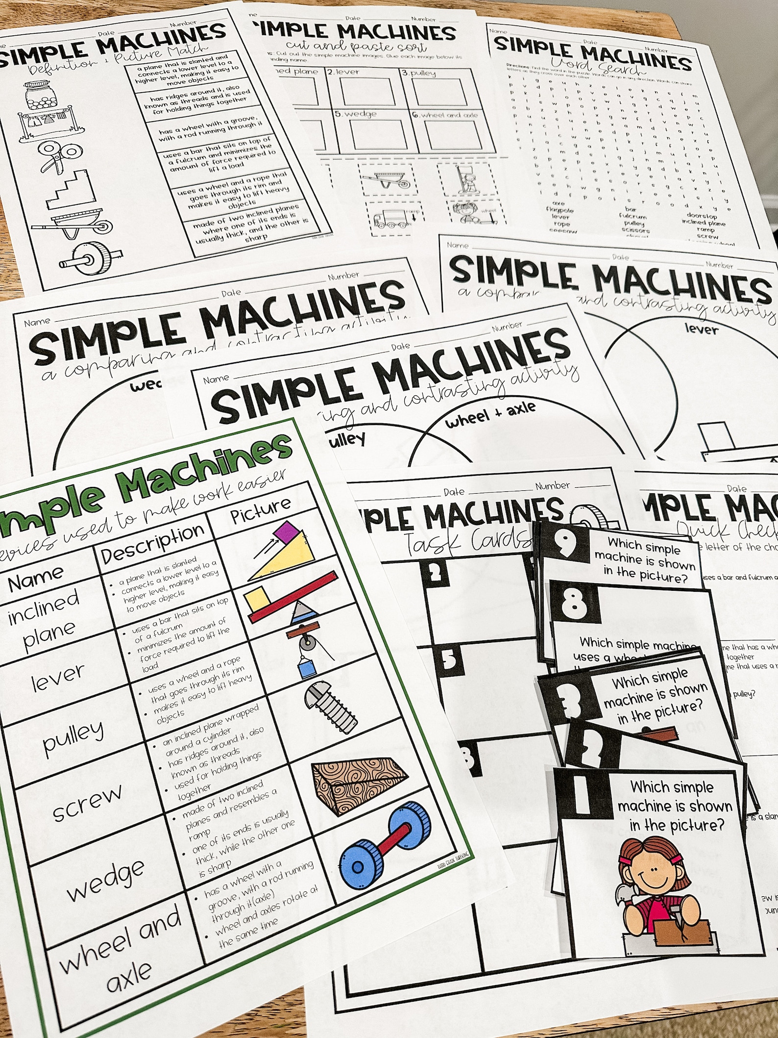 Simple Machines Activities | Worksheets | Task Cards | Anchor Chart - Etsy