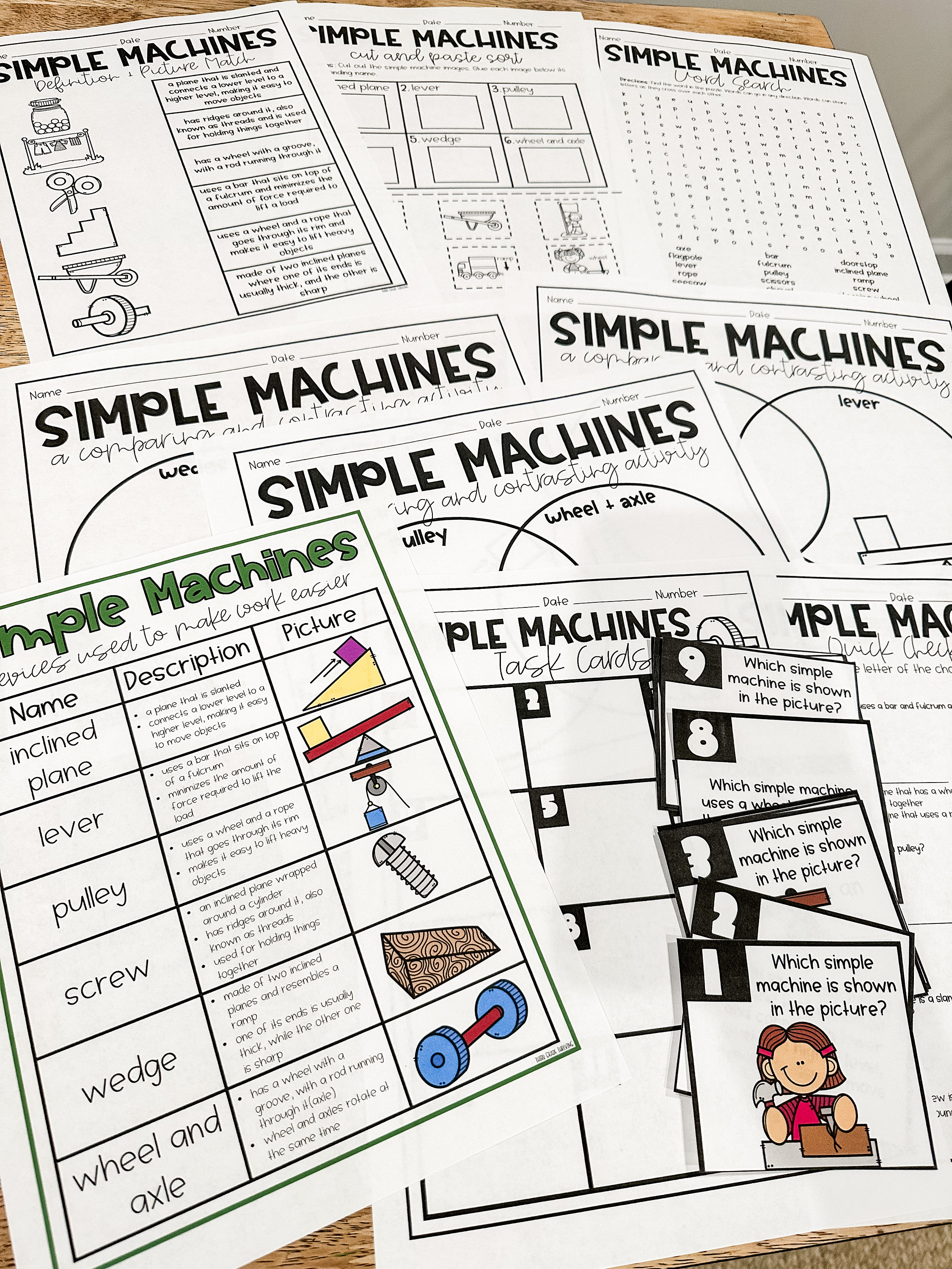 Simple Machines Activities | Worksheets | Task Cards | Anchor Chart - Etsy