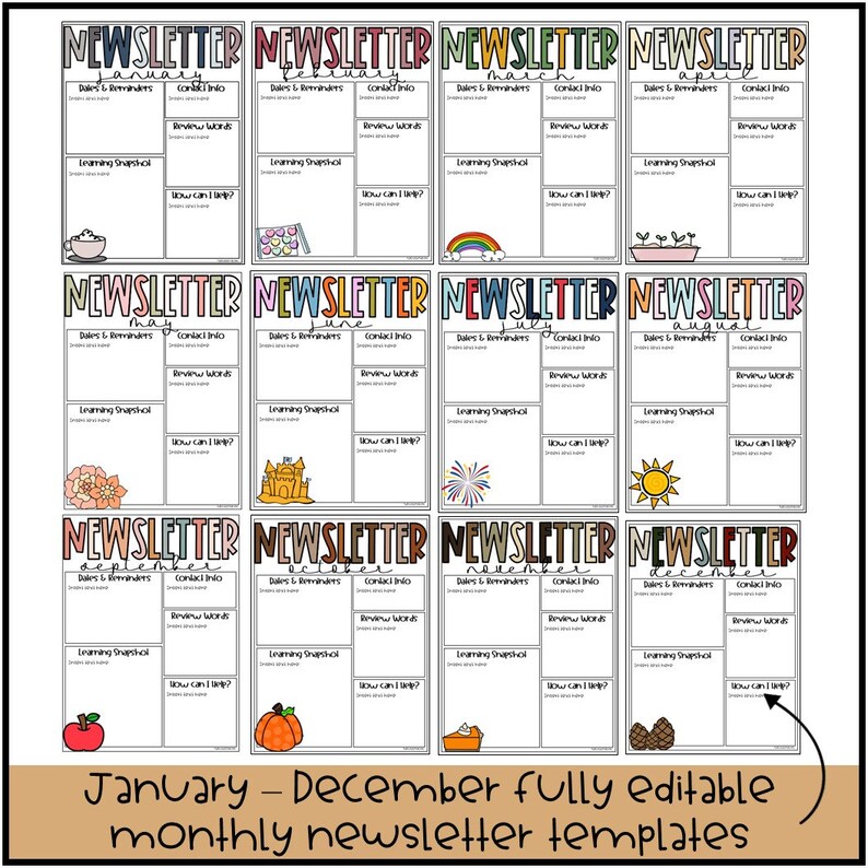 Classroom Newsletters | Editable Monthly Newsletters | Color and Black ...