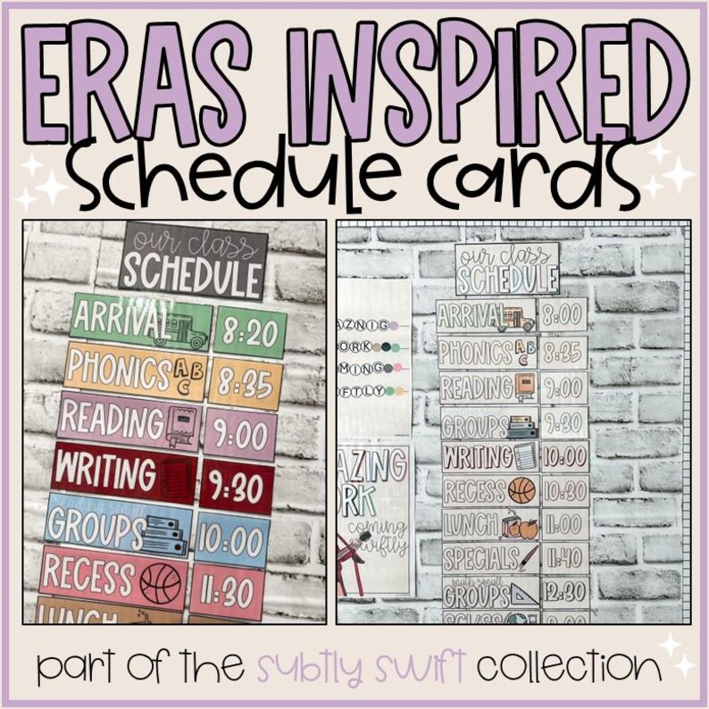 Schedule Cards Editable Eras Themed Taylor Swift Classroom Decor - Etsy