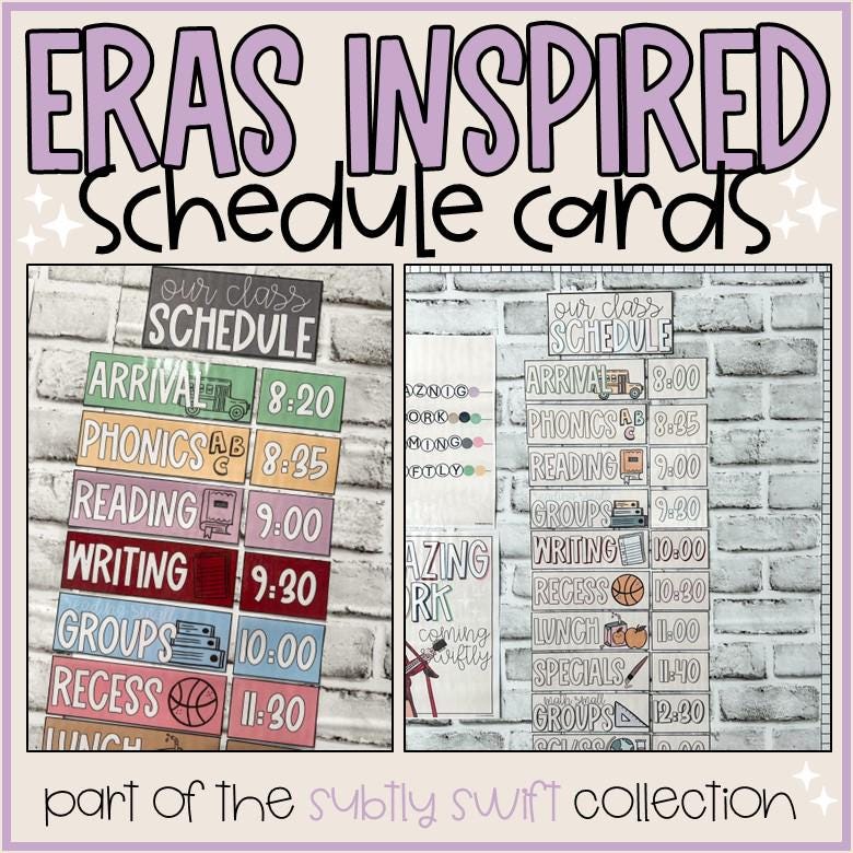 Schedule Cards Editable Eras Themed Taylor Swift Classroom Decor - Etsy