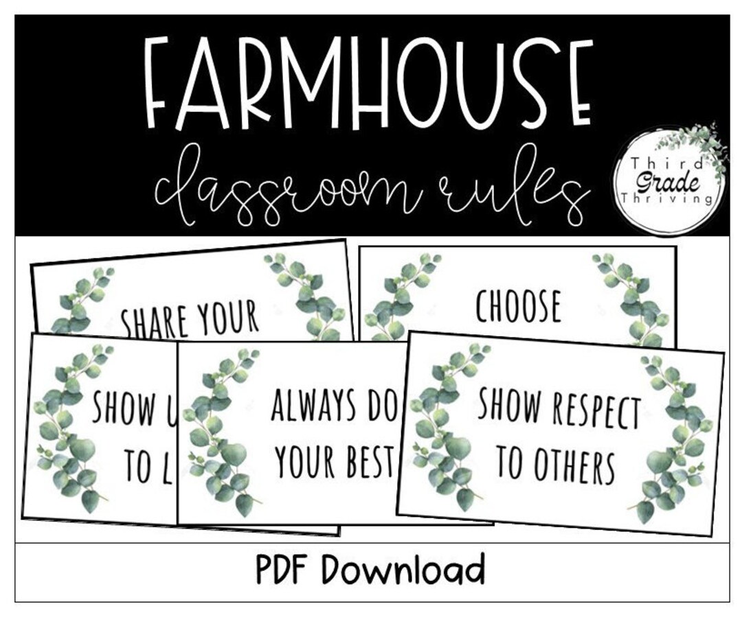 Farmhouse Classroom Rules - Etsy