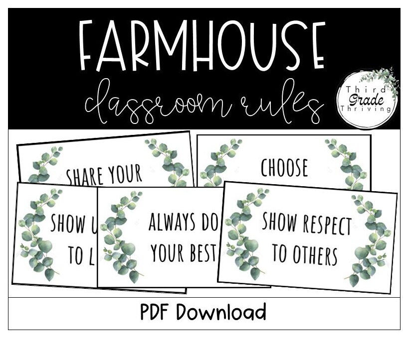 Farmhouse Classroom Rules - Etsy