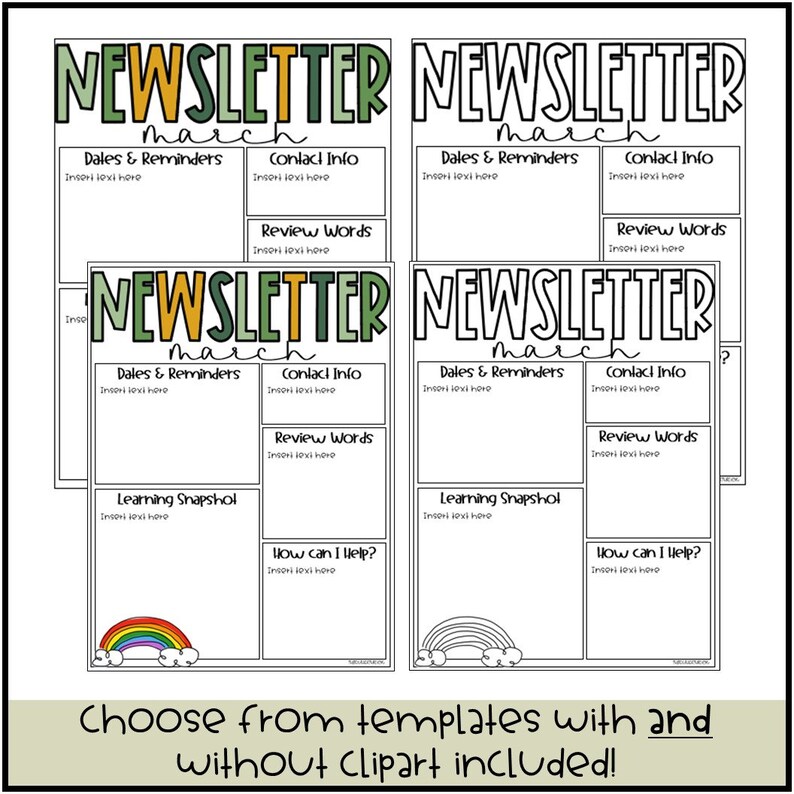 Classroom Newsletters | Editable Monthly Newsletters | Color and Black ...
