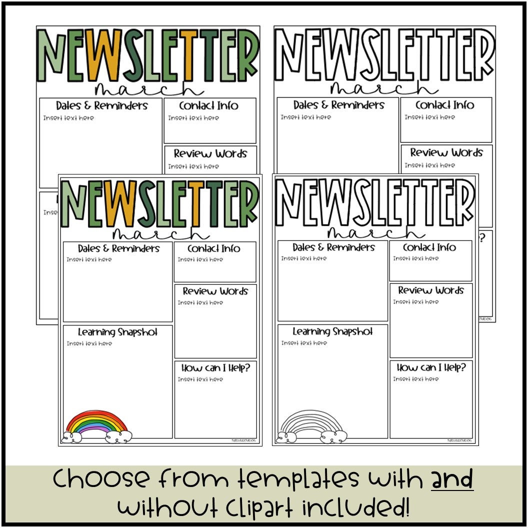 Classroom Newsletters | Editable Monthly Newsletters | Color and Black ...