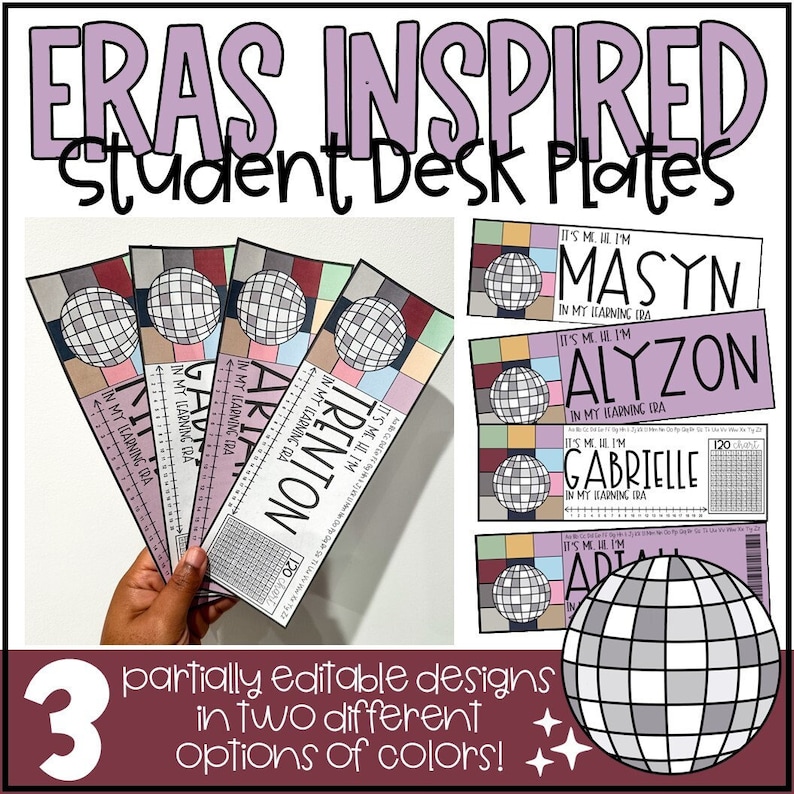 Eras Inspired Student Desk Plates Taylor Swift Classroom Editable - Etsy