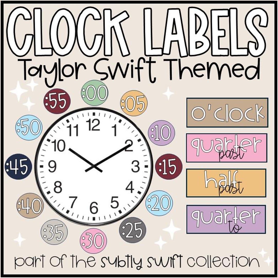 Clock Labels | Taylor Swift Themed Classroom Decor | Eras Themed - Etsy