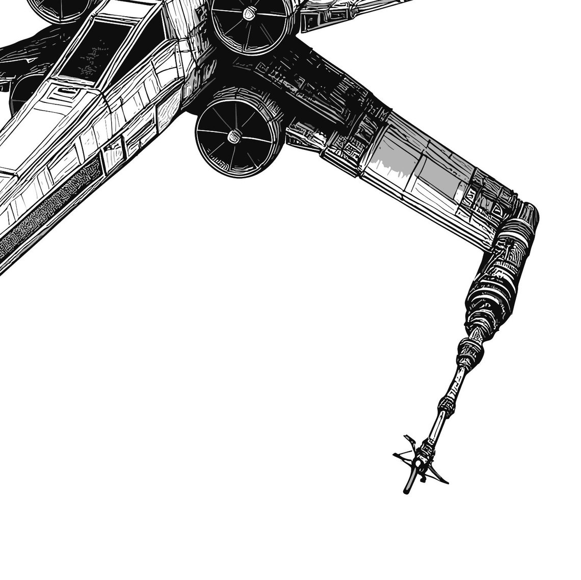 X-wing Star Wars A4 Line Drawing Art Print - Etsy