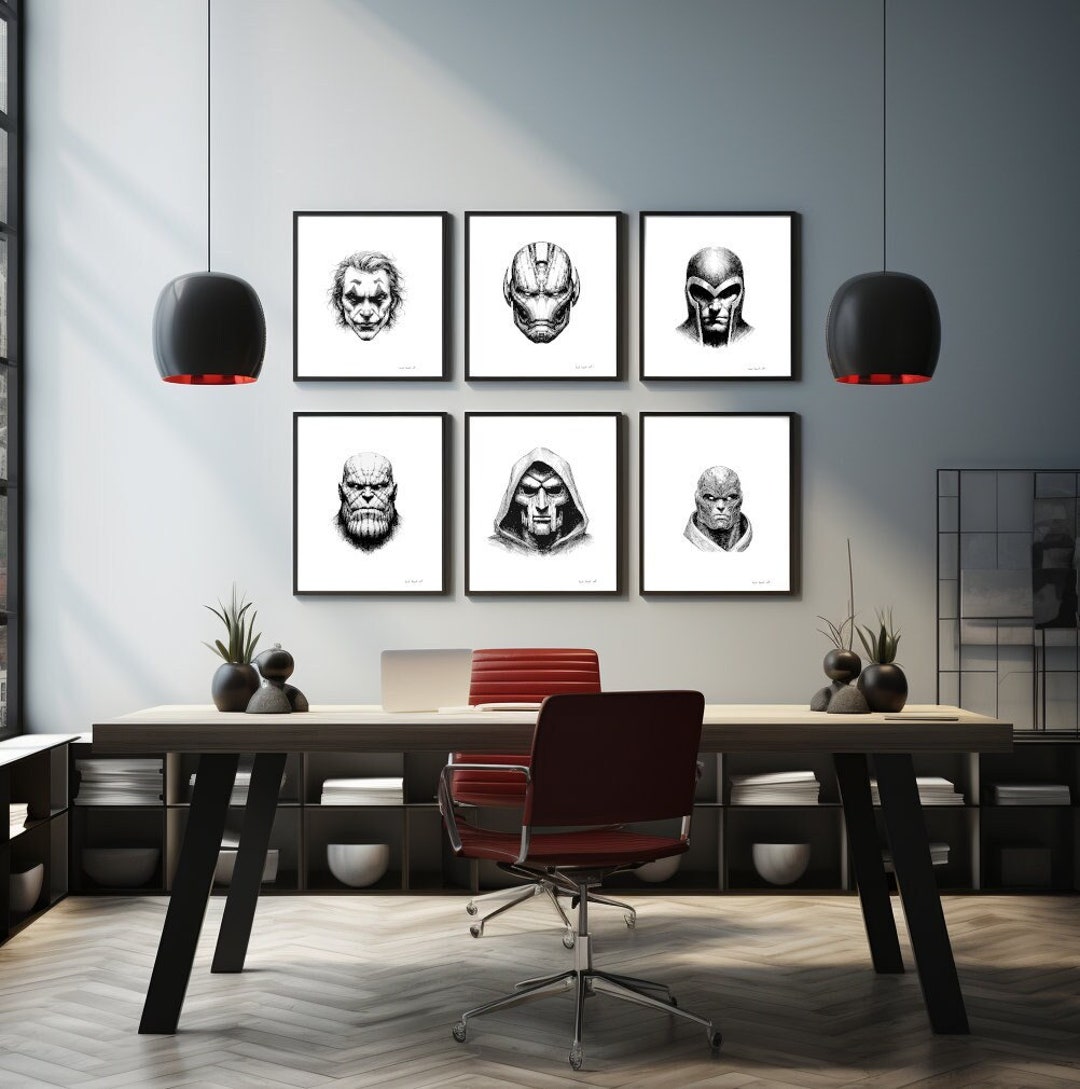 Set of 6 Super Villain A4 Line Drawings - Etsy